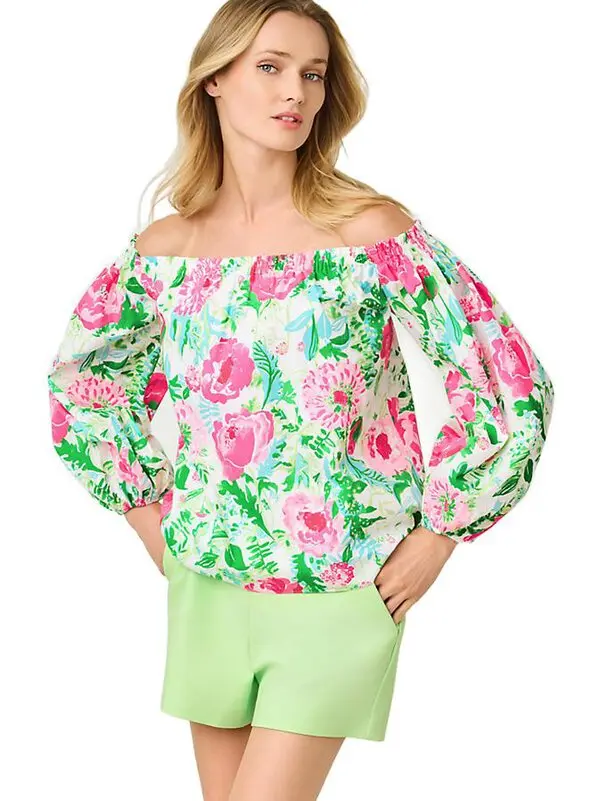 LILLY PULITZER Siloe Off-the-shoulder Top - Multi Poppy Party