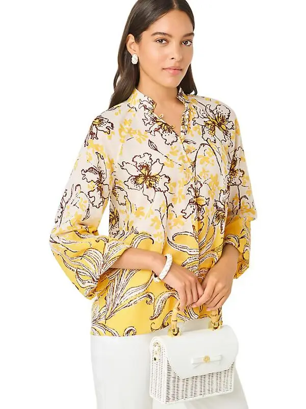 Lilly Pulitzer® Renisha Long Sleeve Top - Estelle Yellow Bumbley Buzz Engineered Woven Top