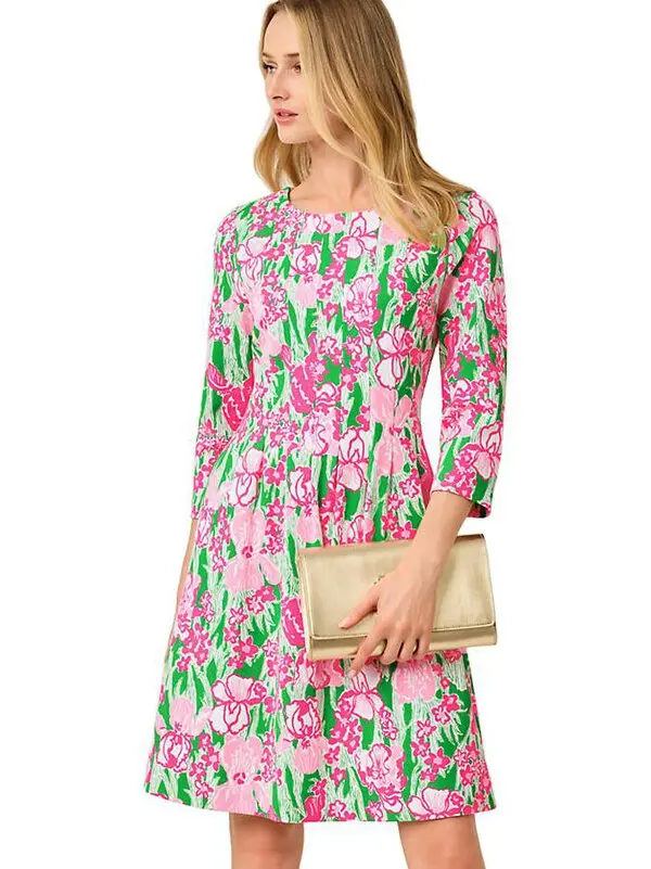 LILLY PULITZER Dulcie Boatneck Fit-and-flare Dress - Putting Green Hannah