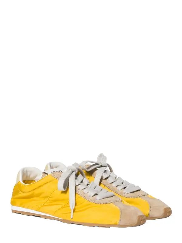 Miu Miu Technical Fabric And Suede Sneakers - Mustard/ecru