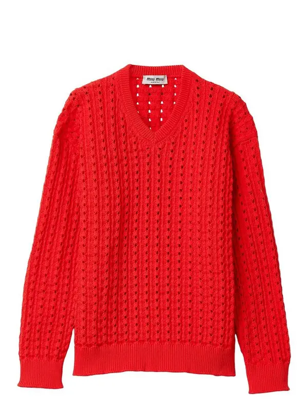 Miu Miu Technical Yarn V-neck Sweater - Red
