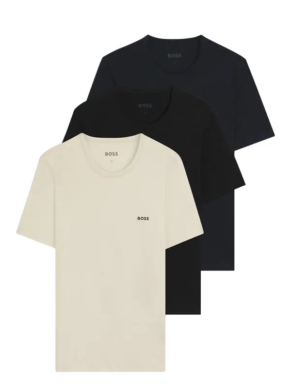 BOSS Three-pack Of Cotton T-shirts With Logo Embroidery - Patterned