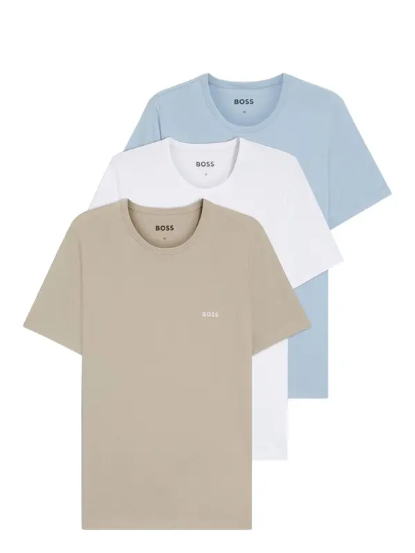 BOSS Three-pack Of Cotton T-shirts With Logo Embroidery - Patterned