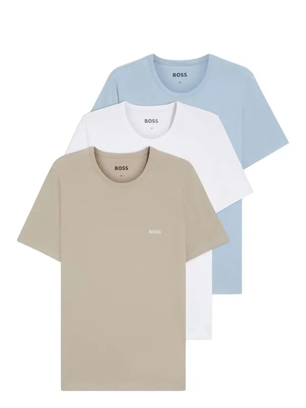 BOSS Three-pack Of Cotton T-shirts With Logo Embroidery - Patterned
