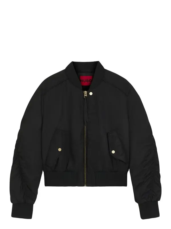 Hugo Bomber Jacket With Ruched Detail - Black