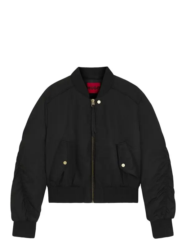 Hugo Bomber Jacket With Ruched Detail - Black