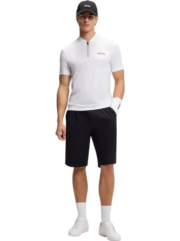 BOSS Bodymapping-jersey Slim-fit Polo Shirt With Zip Neck - White