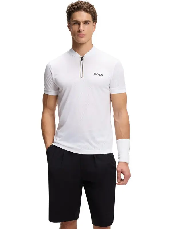 BOSS Bodymapping-jersey Slim-fit Polo Shirt With Zip Neck - White