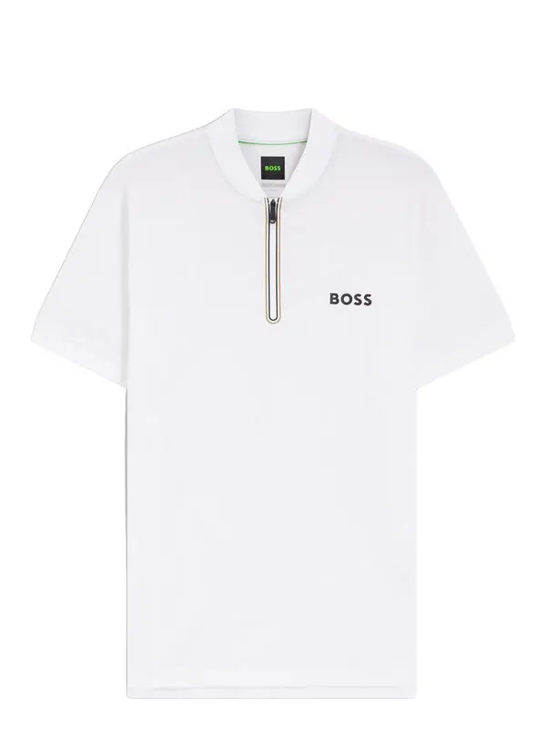 BOSS Bodymapping-jersey Slim-fit Polo Shirt With Zip Neck - White