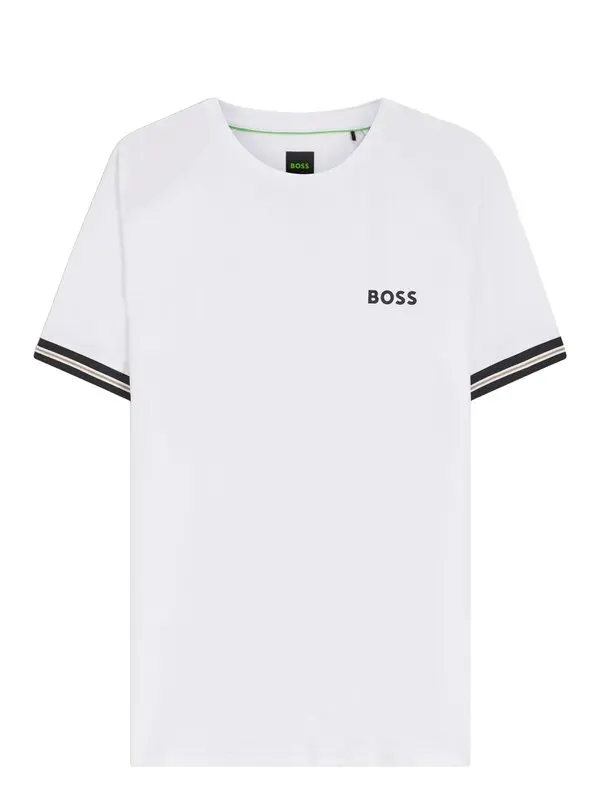 BOSS Active Slim-fit T-shirt With Tennis-ball Eming - White