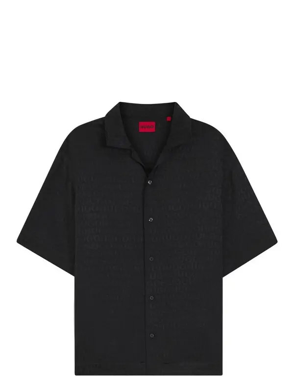 Hugo Oversized-fit Shirt With Jacquard Pattern - Black