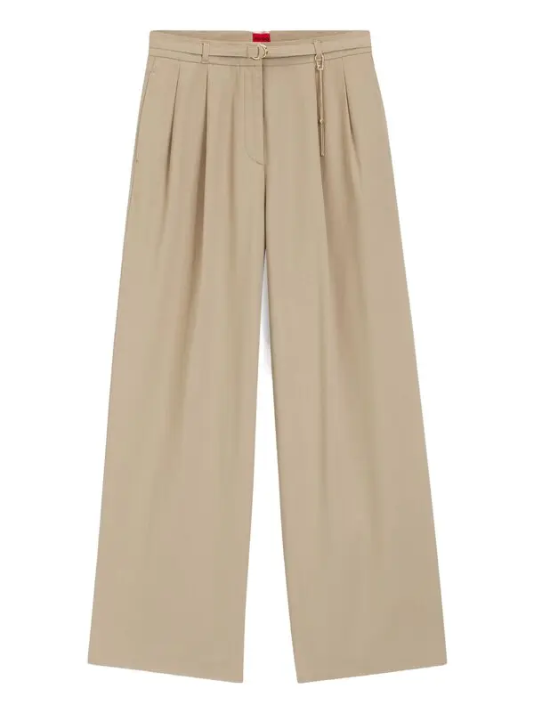 Hugo Straight-fit Trousers With Chain - Light Brown
