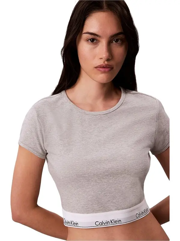 Calvin Klein Icon Sport Cotton Cropped T-shirt - Grey Heather