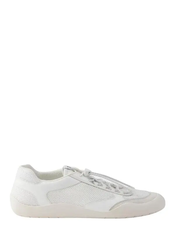 Prada Speedrock Patent Leather And Mesh Sneakers - White