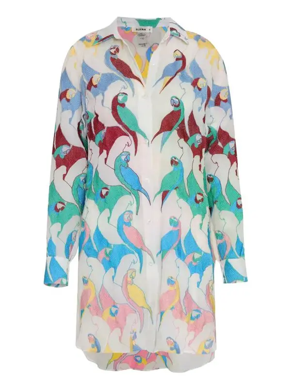 AMIR SLAMA Parrot-print Cover-up - White
