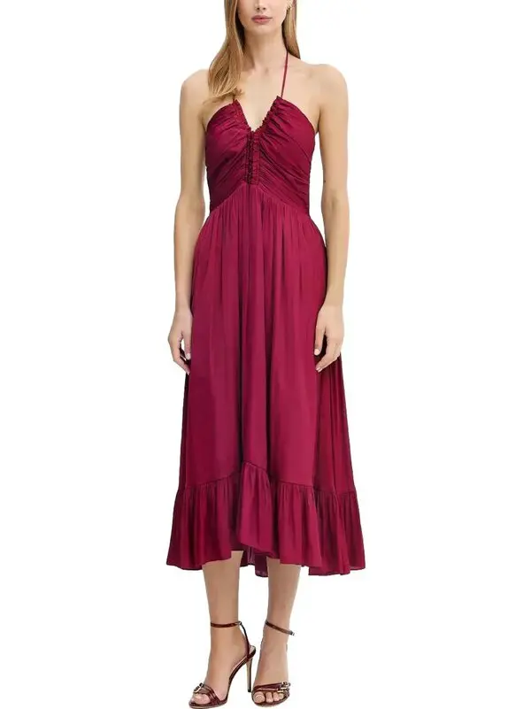 MORGAN Ruffled-effect Midi Dress - Red