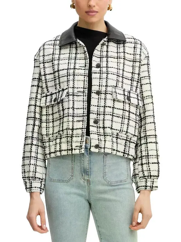MORGAN Checked Buttoned Jacket - White