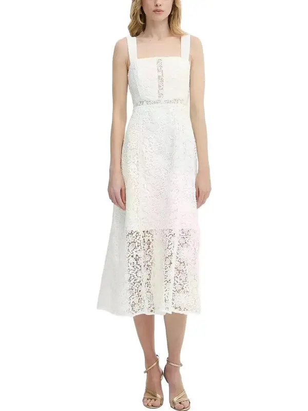 MORGAN Square-neck Lace Midi Dress - White