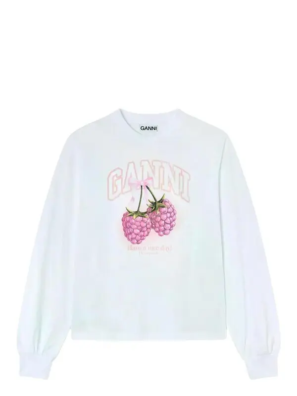 GANNI Long-sleeve Graphic T-shirt - White