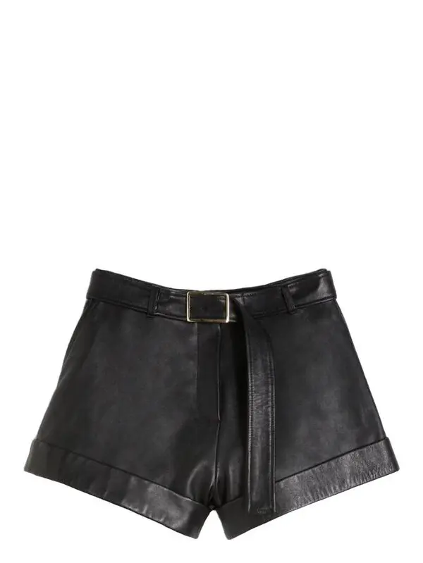 Max Mara Leather Bermuda Shorts - Black
