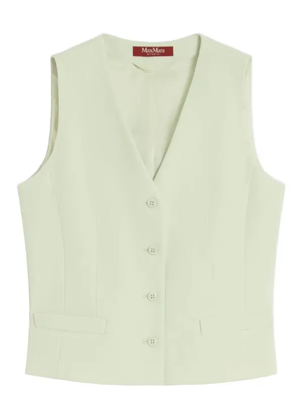 Max Mara Wool Crepe Gilet - Green