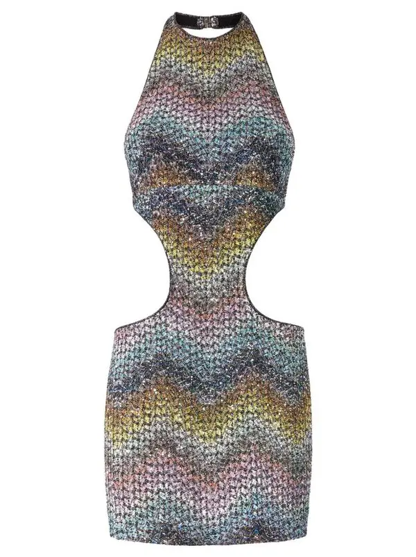 Missoni Cut-out Knitted Mini Dress - Blue