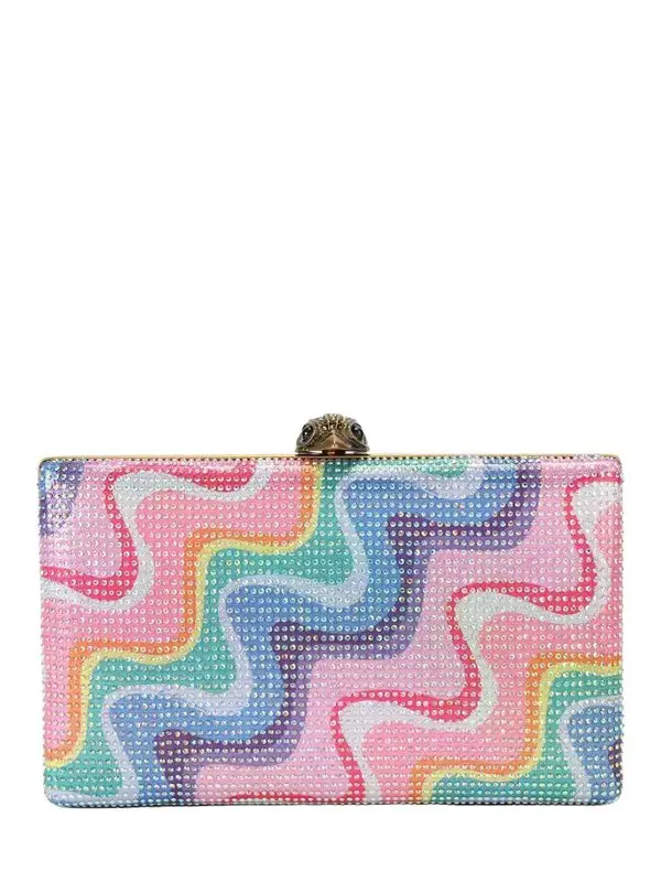 Kurt Geiger Crystal Kensington Wave-print Clutch - Pink