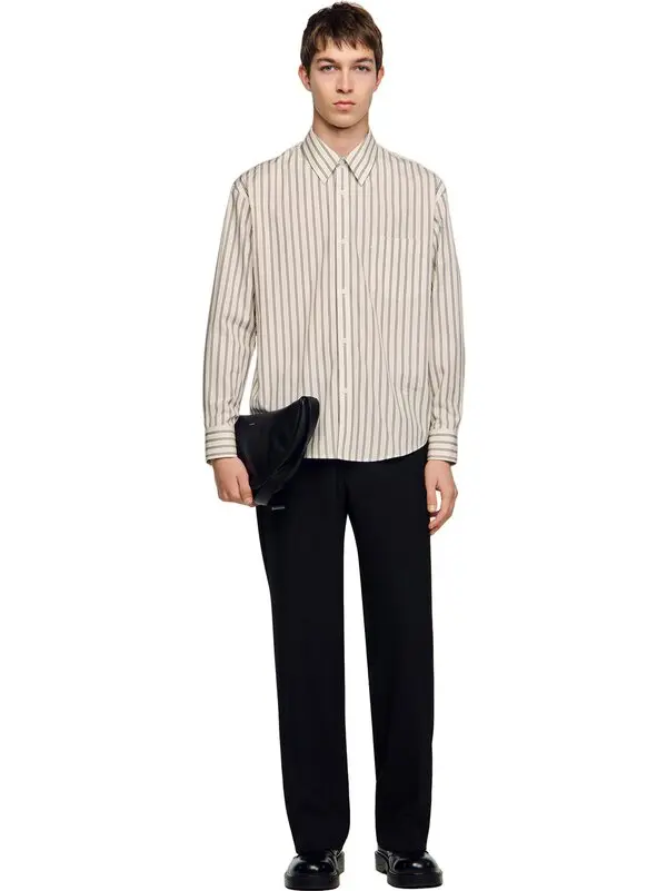 Sandro Striped Cotton Shirt - White / Navy