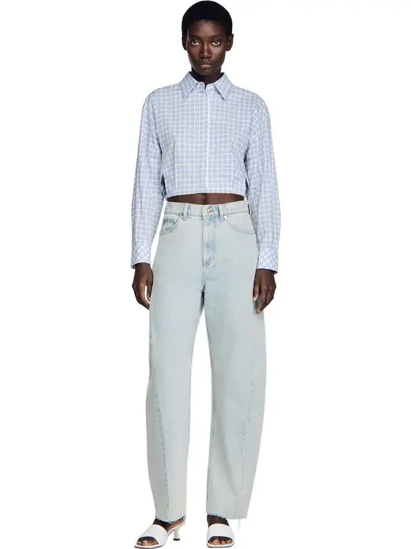 Sandro Wide-leg Barrel Jeans - Sky Blue