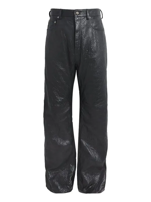 Rick Owens Leather Geth Wide-leg Jeans - Black