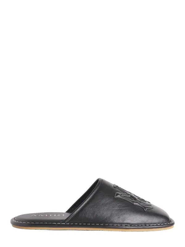 Amiri Leather Ma Logo Slippers - Black