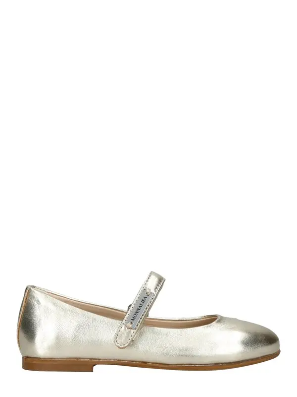 Monnalisa Metallic Leather Ballet Flats - Gold