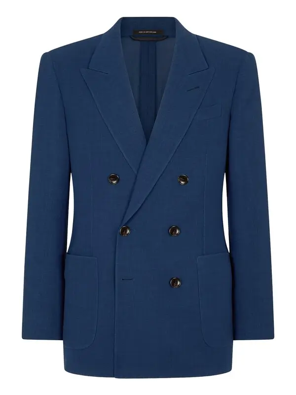 TOM FORD Virgin Wool Double-breasted Blazer - Blue