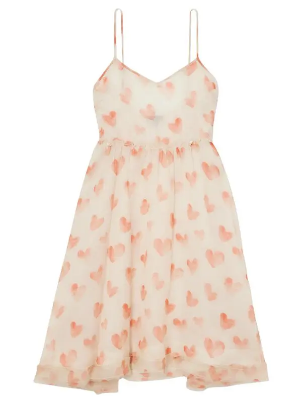 R13 Ruffled Printed Silk-chiffon Mini Dress - Neutrals