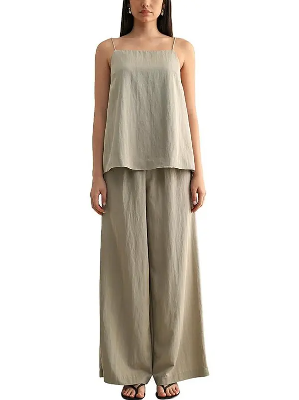 LUVEE Tunic Top And Wide Leg Pants Set - Taupe