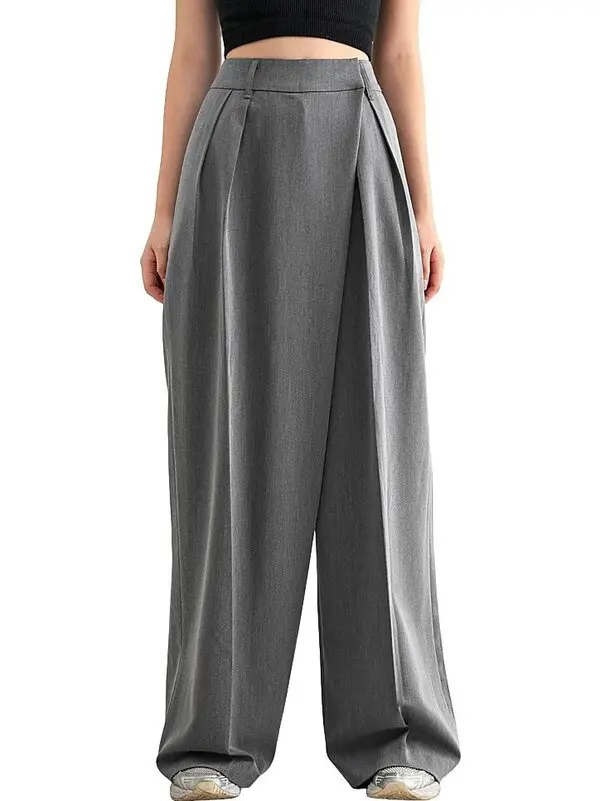 LUVEE Mable Mid Rise Wrap Pants - Charcoal