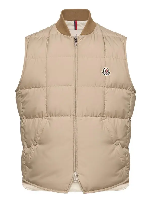 Moncler Elberton Square-quilted Down Vest - Beige