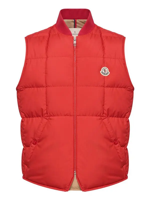Moncler Elberton Square-quilted Down Vest - Red
