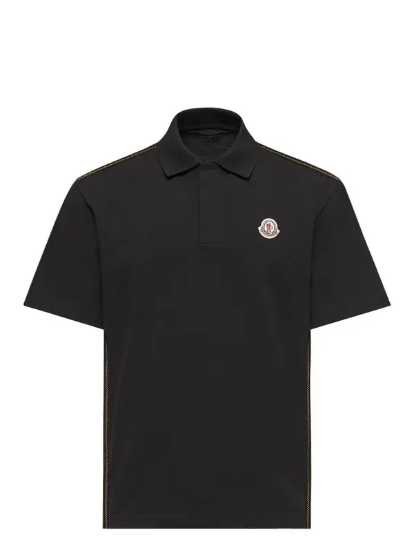 Moncler Logo Cotton Piquet Polo Shirt - Black