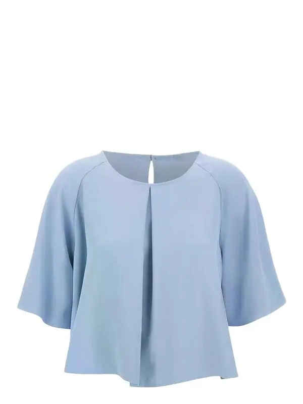 KAOS Pleated Cropped Blouse - Blue
