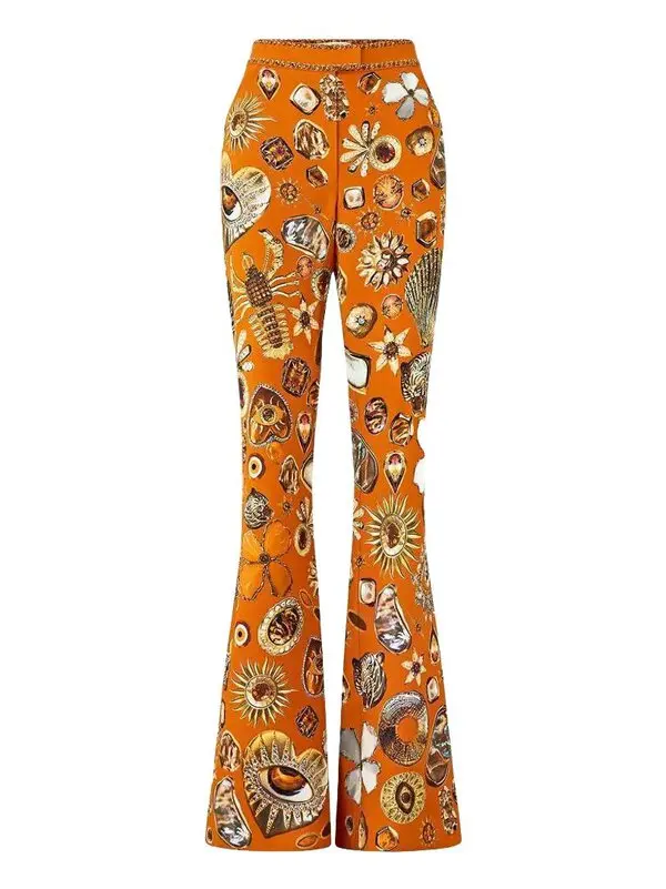 Camilla Printed Flared Trousers - Orange