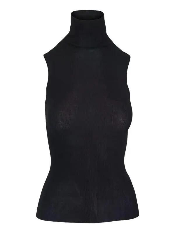 Dorothee Schumacher Knitted Roll-neck Sleeveless Top - Black
