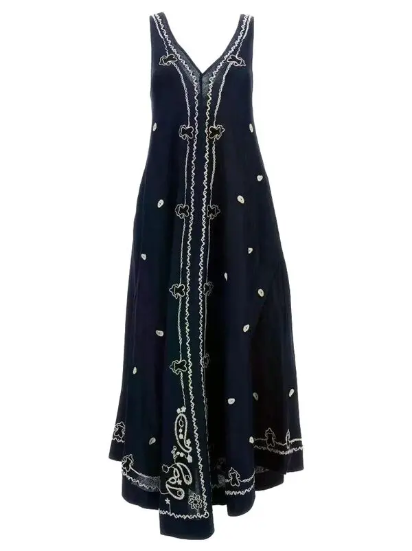 P.a.r.o.s.h Embroidered-details Midi Dress - Blue