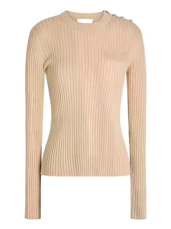 Rabanne Ribbed Button Jumper - Neutrals