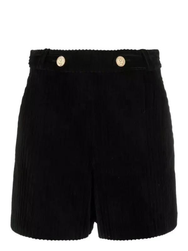 Red Valentino High-waisted Corduroy Cotton Shorts - Black