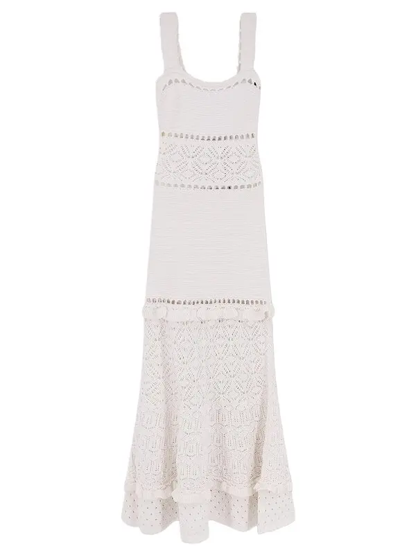 Retrofete Wynona Long Crochet Dress - White