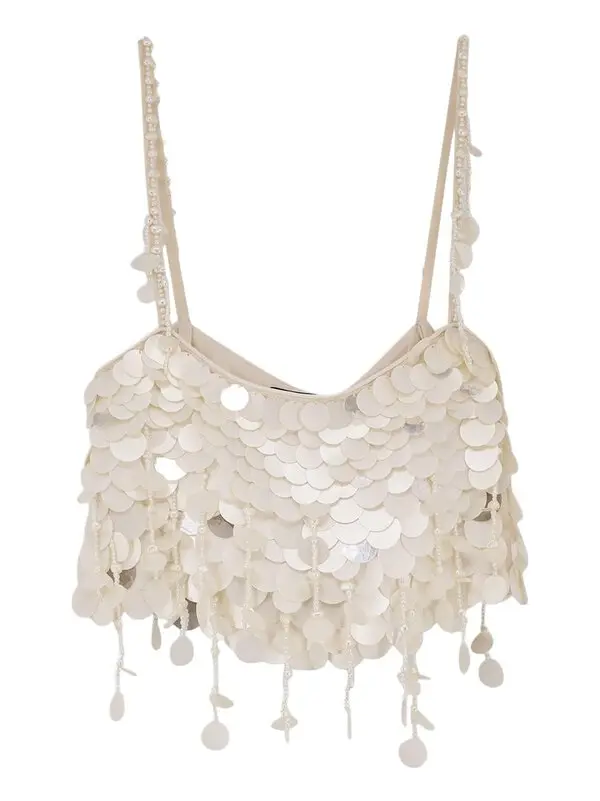 Retrofete Eudora Top With Macrosequins - White
