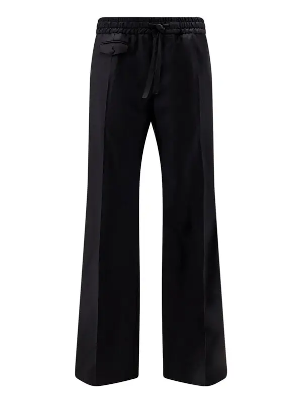 Dolce & Gabbana Virgin Wool Wide Leg Trousers - Black