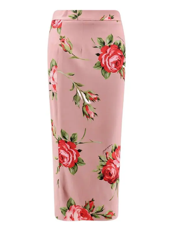Dolce & Gabbana Stretch Silk Long Skirt - Pink