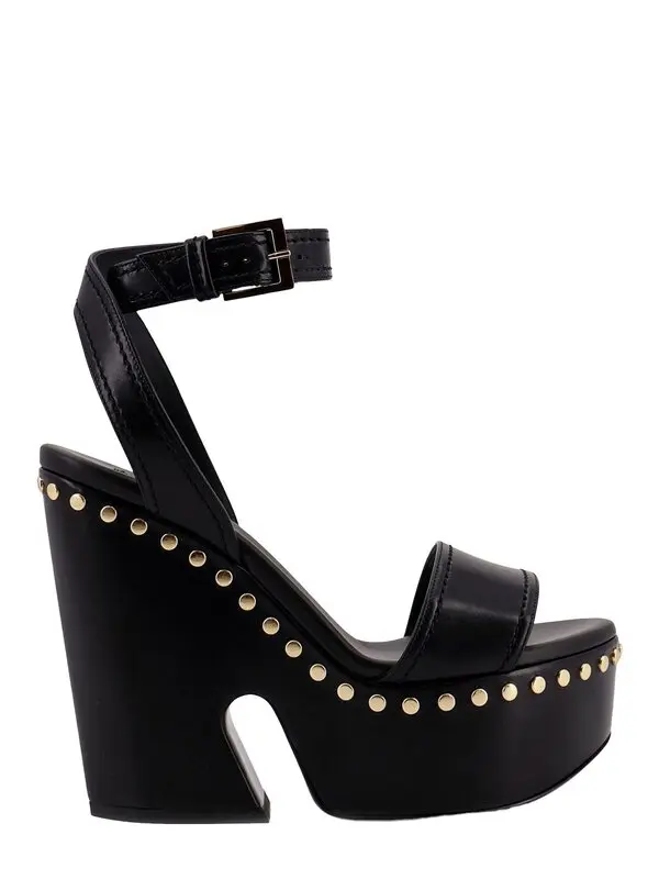 Givenchy Leather Wedge Sandals With Studs - Black